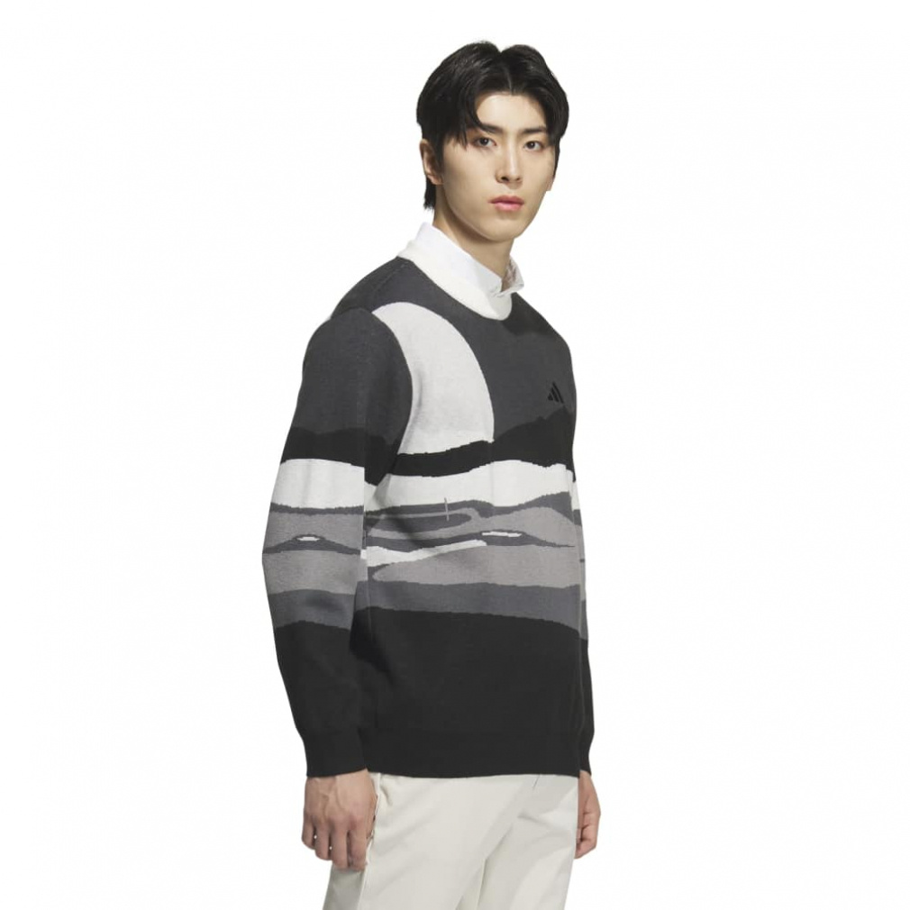 アディダス ゴルフウェア 長袖セーター 秋 冬 グラフィック クルー
